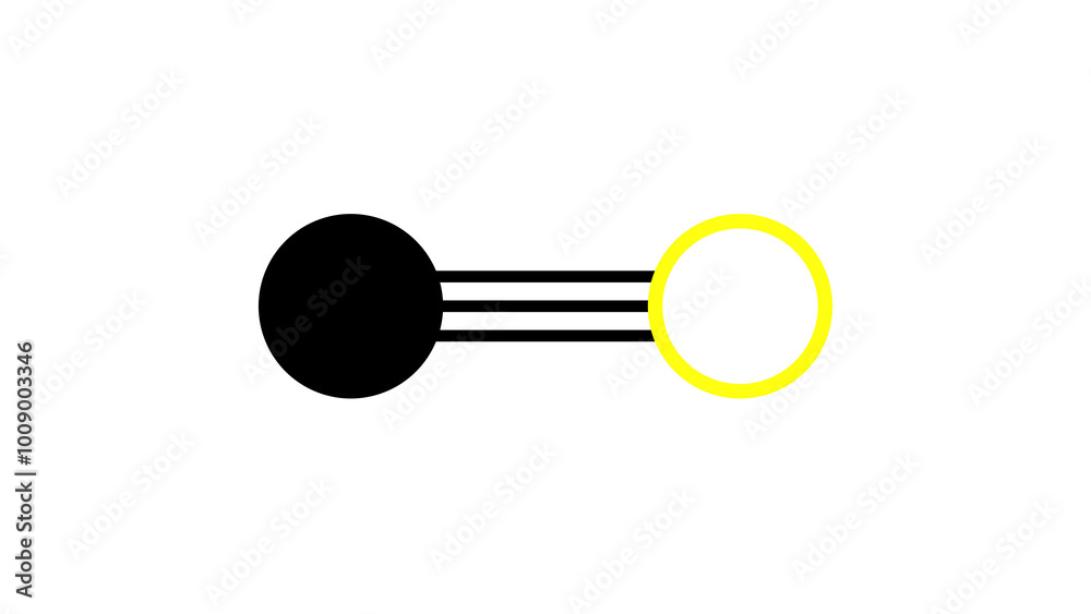 carbon monosulfide molecule, structural chemical formula, ball-and ...