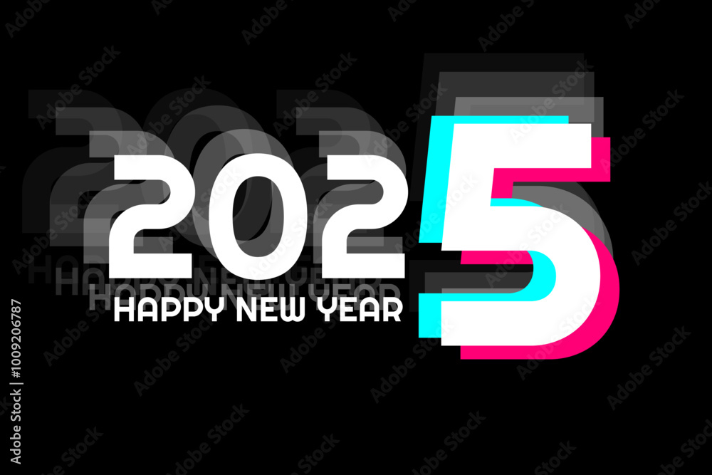 #Happy2025 Happy new year 2025 design with colorful theme. New style ...
