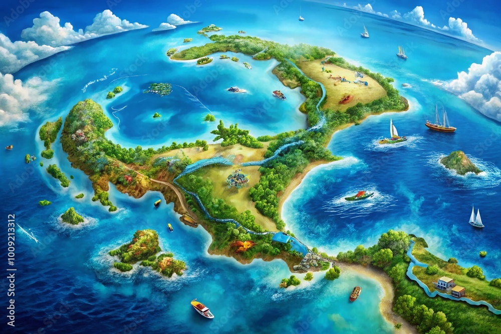Detailed Map Illustrating the Beautiful Caribbean Islands with Names ...