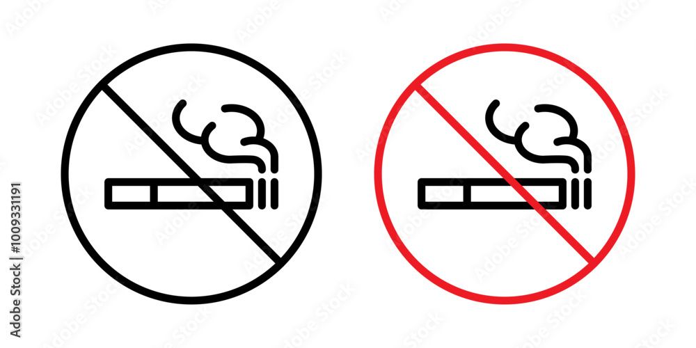 No smoking icon. No smoking area sign. Stop cigarette smoke vector ...