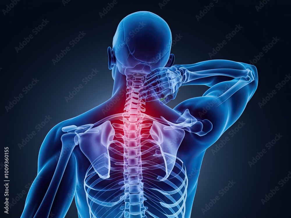 Cervical Pain Revealed: 3D Anatomy Shows Neck Inflammation Stock ...