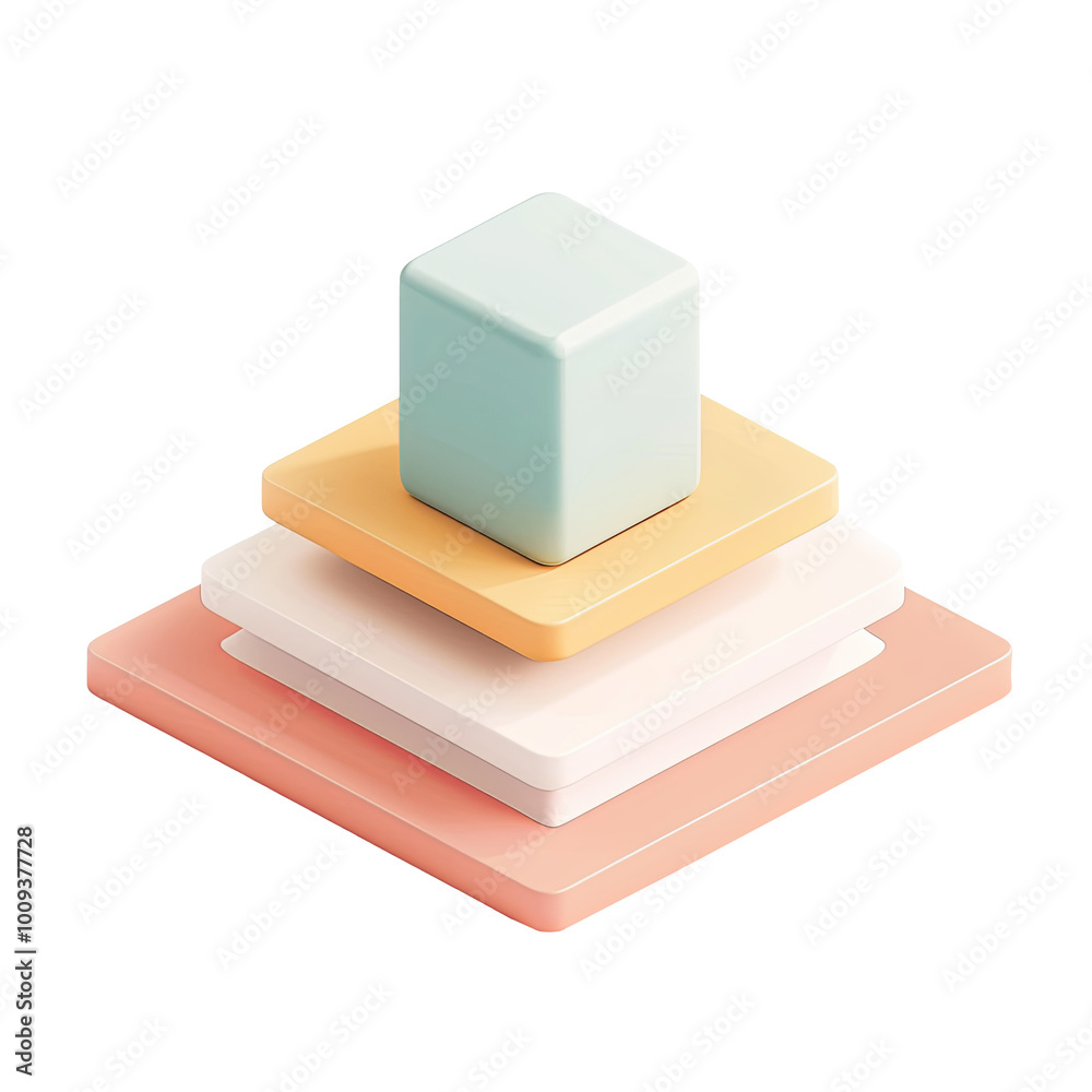 3D Render Pastel Minimalist Geometric Shape Square Platform Podium ...