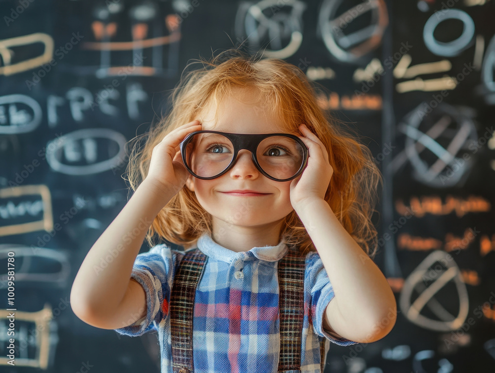 Joyful child celebrates creativity in a vibrant classroom of colorful ...