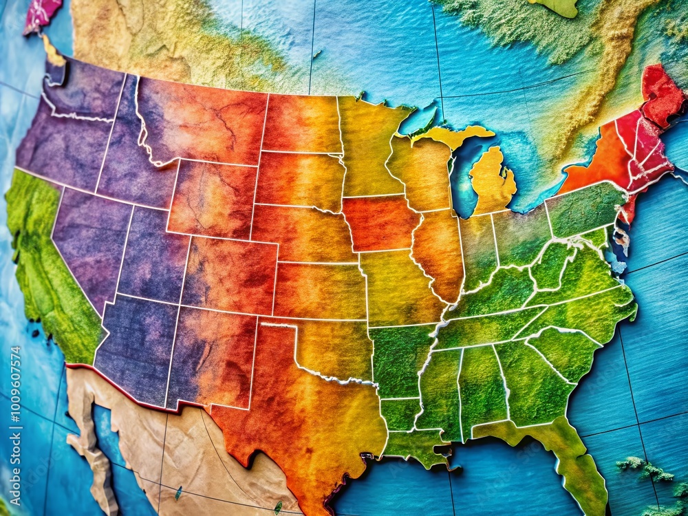Visual Representation of US Time Zone Lines with Geographical Regions ...