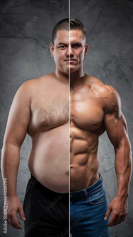 Before and after body transformation fitness poster for gym motivation ...