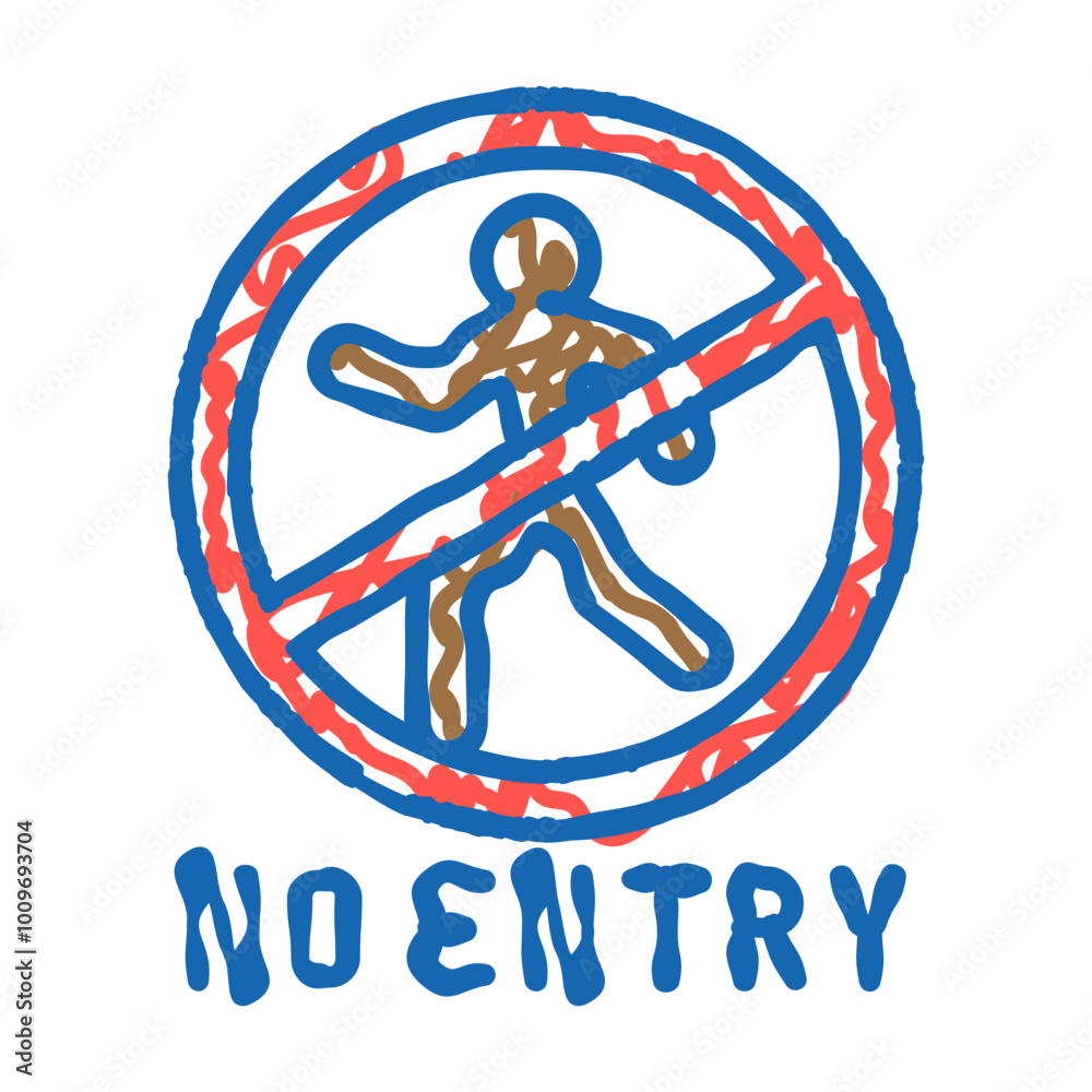 no entry doodle icon sketch vector. no entry sign. isolated symbol ...