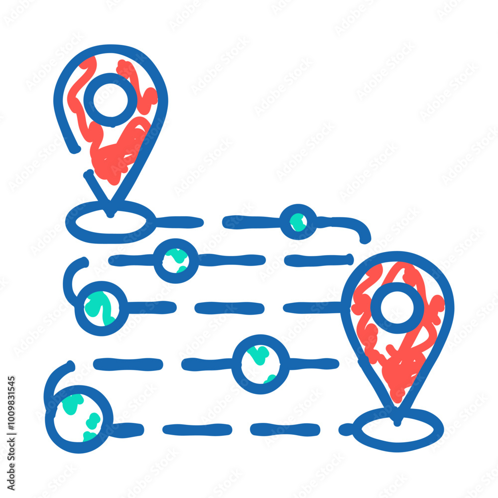 track airplane pointer map doodle icon sketch vector. track airplane pointer map sign. isolated ...