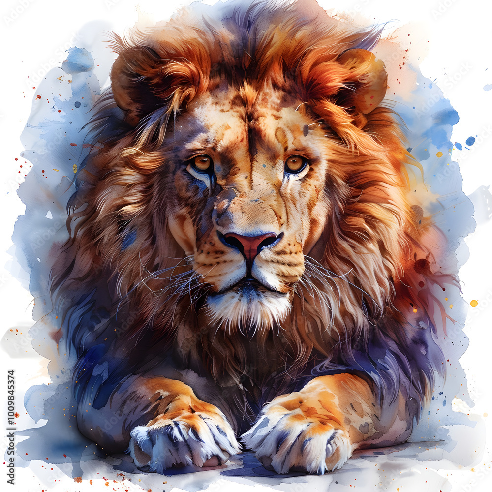leon watercolor clipart with white background Stock Illustration ...