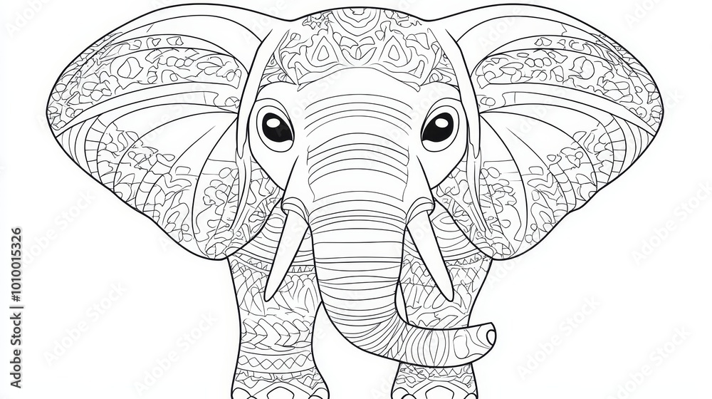 Zen Elephant Zentangle Style Illustration for Adult Coloring Book ...