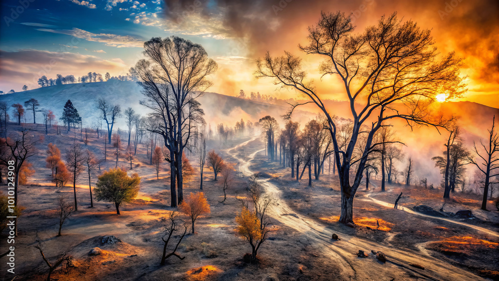 devastating wildfire rages across parched landscape, consuming ...