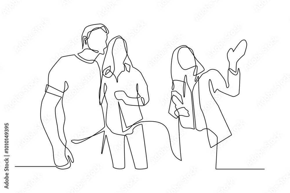 continuous line of marketing women. single line of marketing woman ...