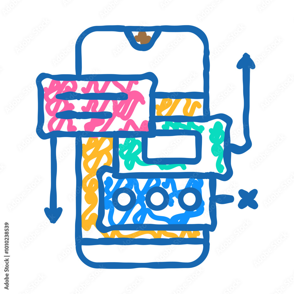 hierarchy ux ui design doodle icon sketch vector. hierarchy ux ui design sign. isolated symbol ...