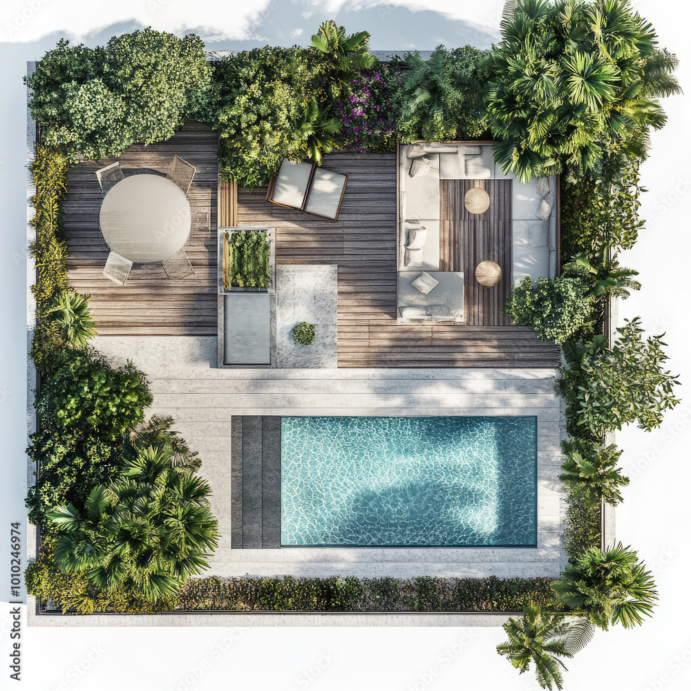 drawing of the master plan of the small pool and hot tub area in ...