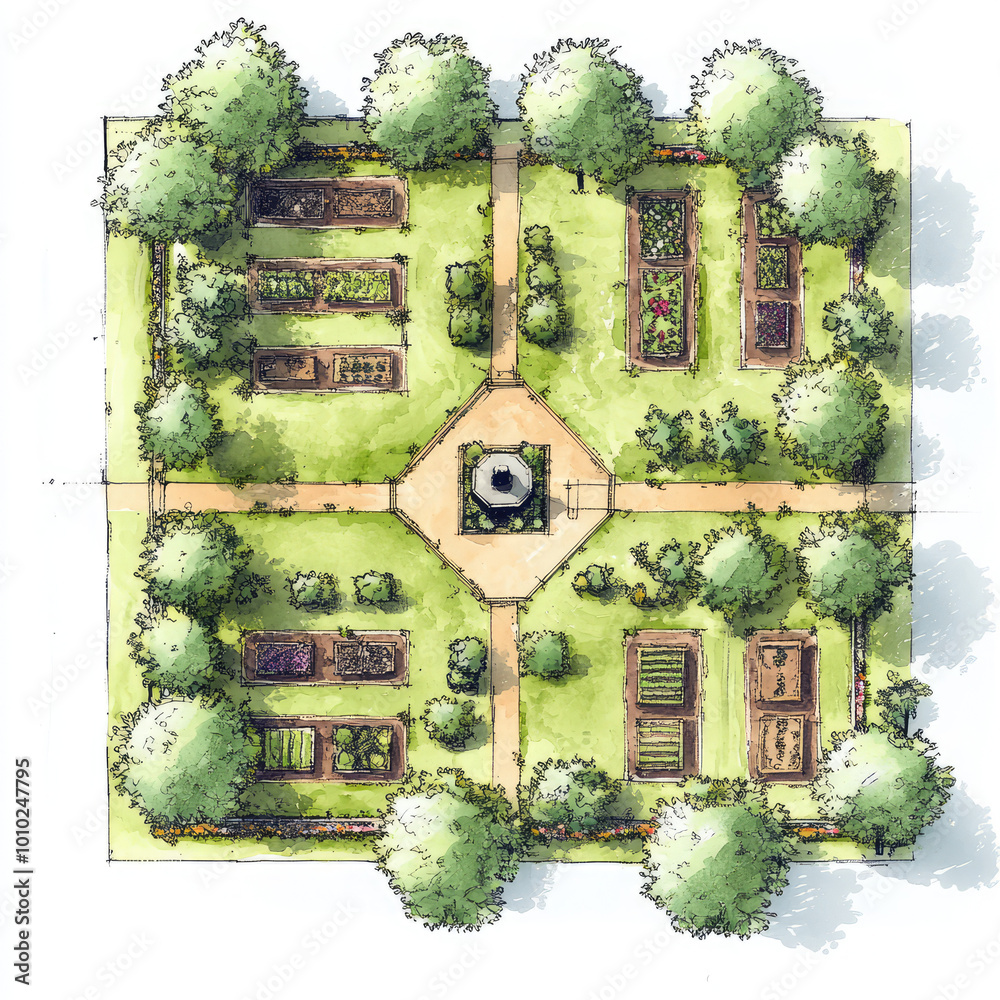 master plan of the landscape design drawing presentation Stock ...