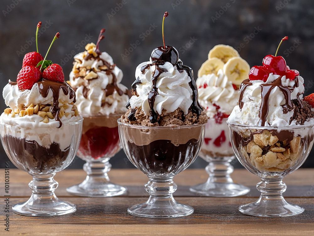 Collection of Sundae sundaes milkshake ice cream frozen dessert in ...