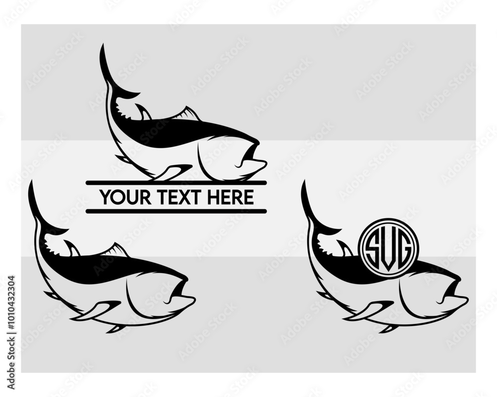 Tuna Svg, Tuna Monogram, Tuna Fish, Big Tuna, Fishing, Tuna Cut file ...