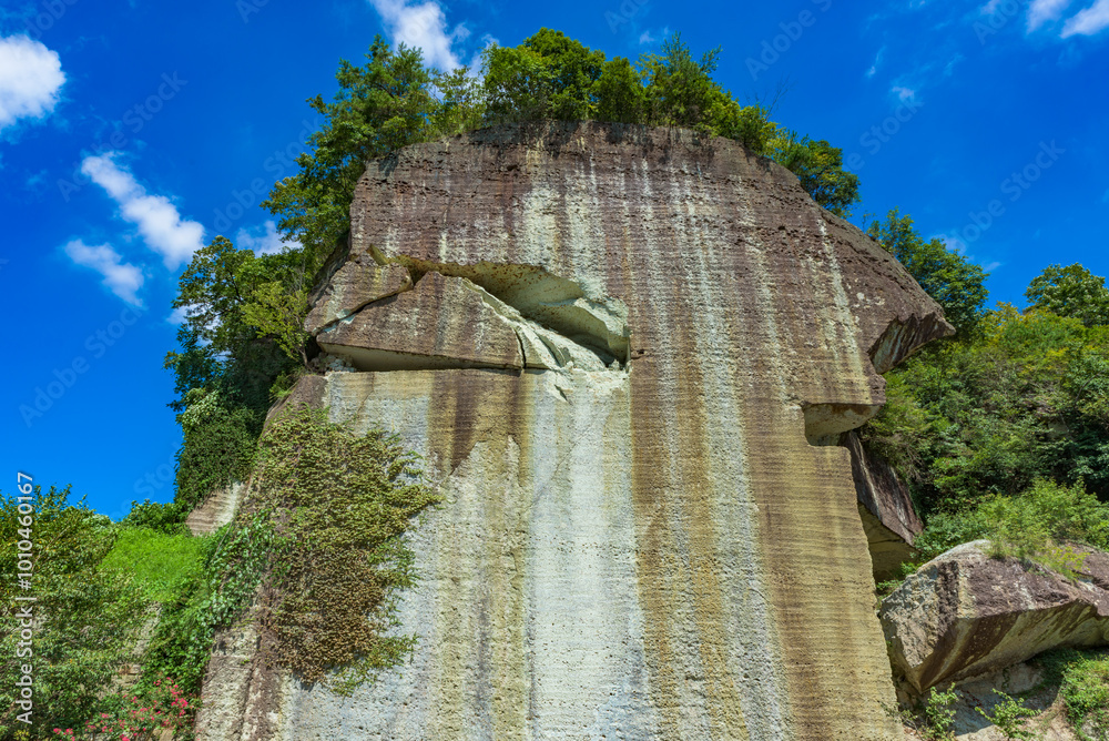 Oya-ishi (Oya stone) quarry site at the Oya History Museum, Utsunomiya ...
