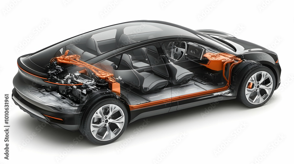 Cutaway view of an electric car Stock Photo | Adobe Stock