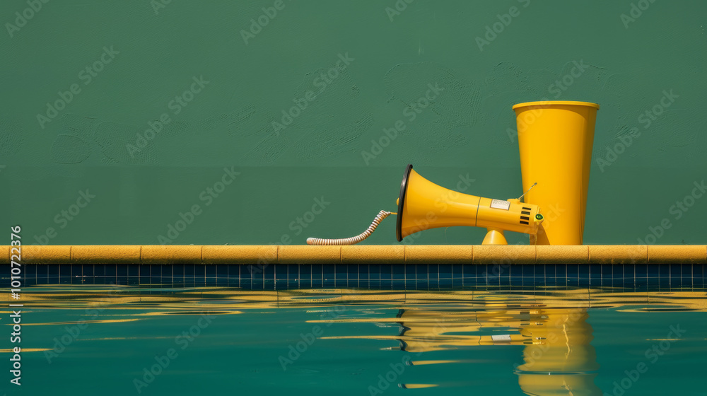 Water park lifeguard whistle and megaphone for issuing commands Stock ...