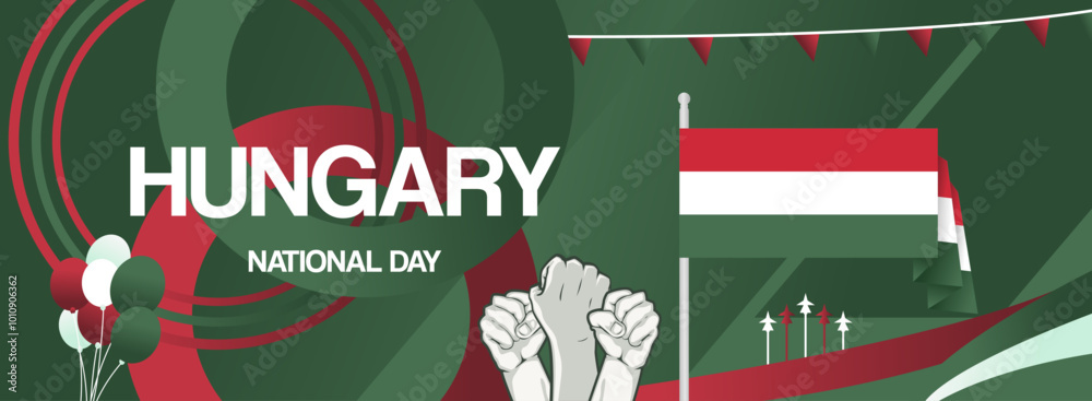Hungary national day modern banner. Abstract art backgrounds for ...