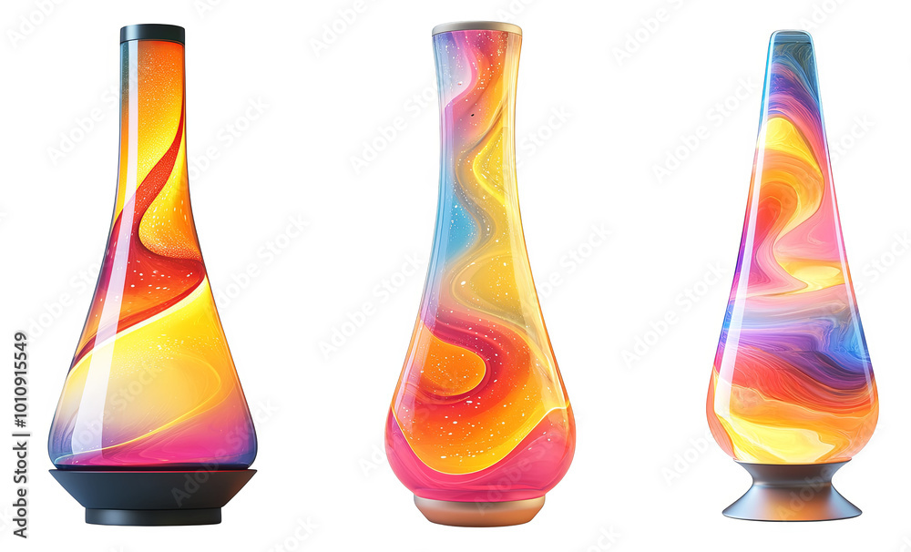 Colorful lava lamps with vibrant swirls and bubbles artistic design ...