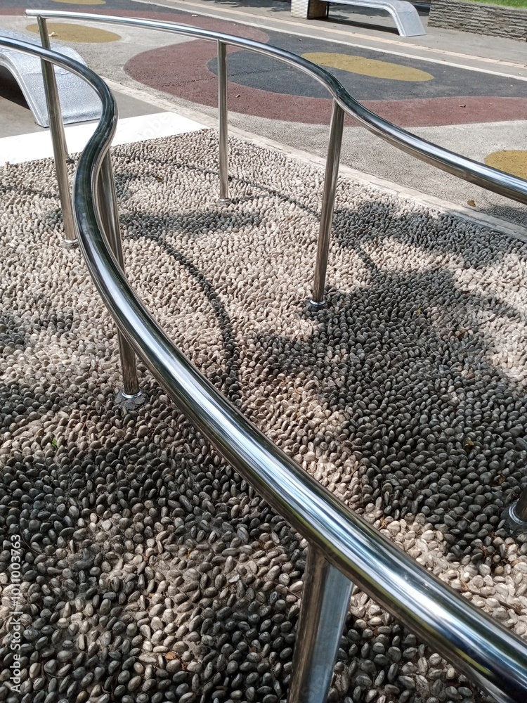 pebbles stones for foot reflexology massage in the city park ...