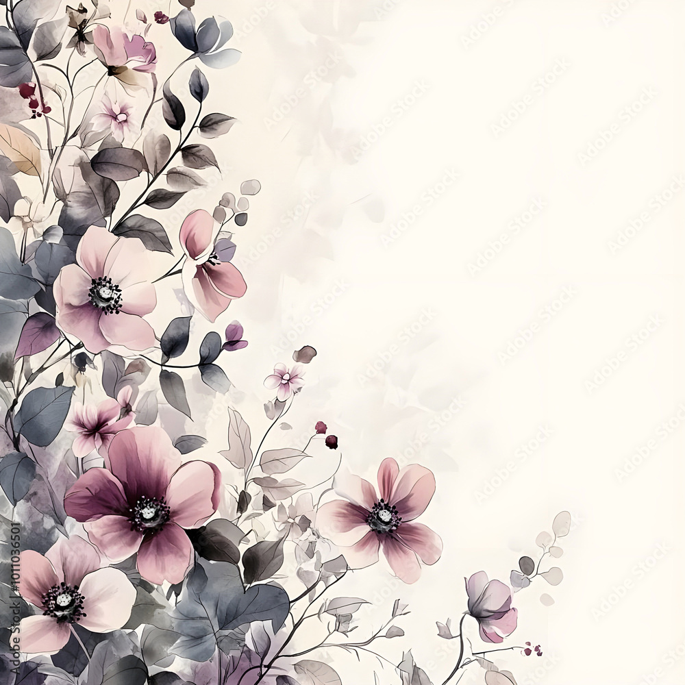 Elegant Watercolor Floral Wedding Border Design for Invitations and ...