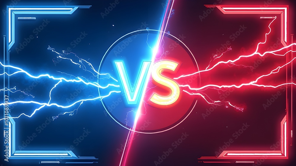 red and blue versus background with letters VS, 1v1, match clash ...