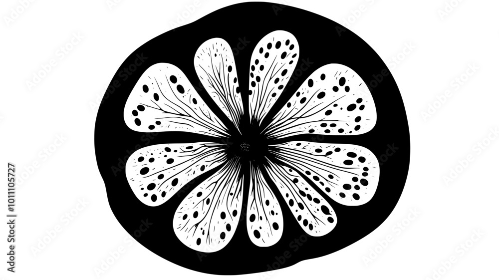 Cross-section of a sand dollar revealing internal structure and organs ...