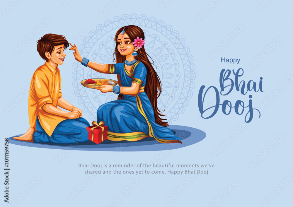 beautiful Bhai dooj festival greeting card India. editable abstract ...