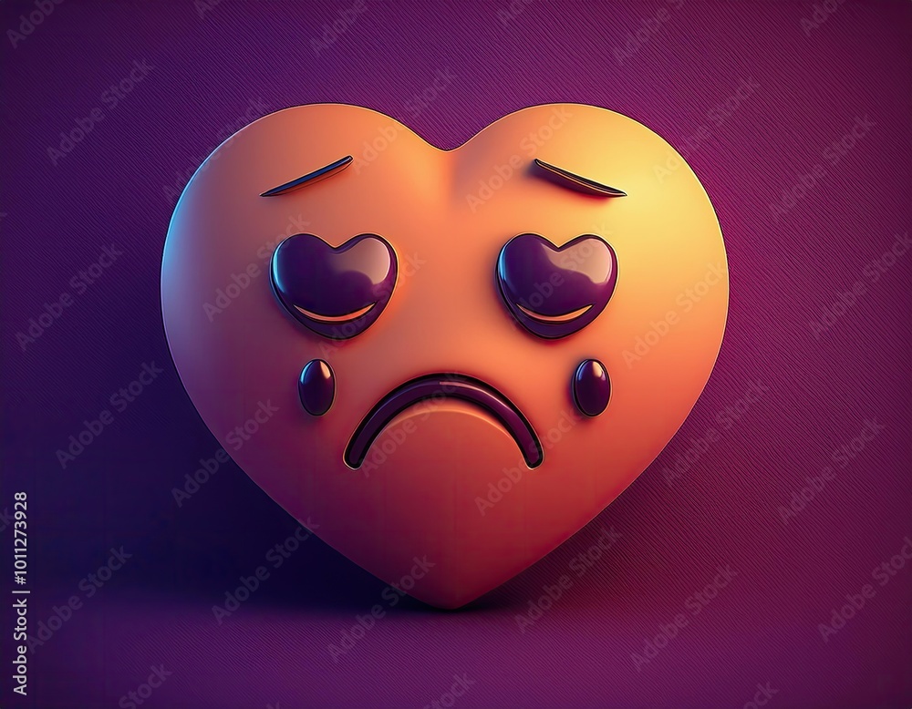 Sad heart Icon, Expressive Weather Illustration, sad emoji images Stock ...