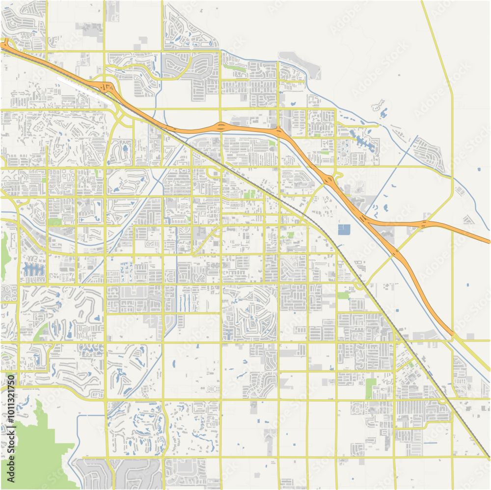 Map of Indio in California in a normal road map style. Contains layered ...
