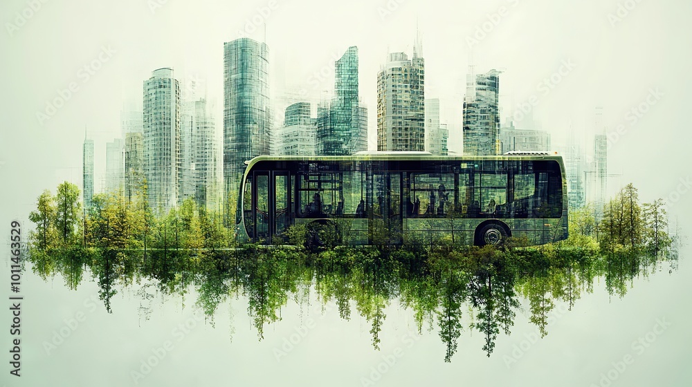 conceptual sketch demonstrating green transportation illustrating city ...