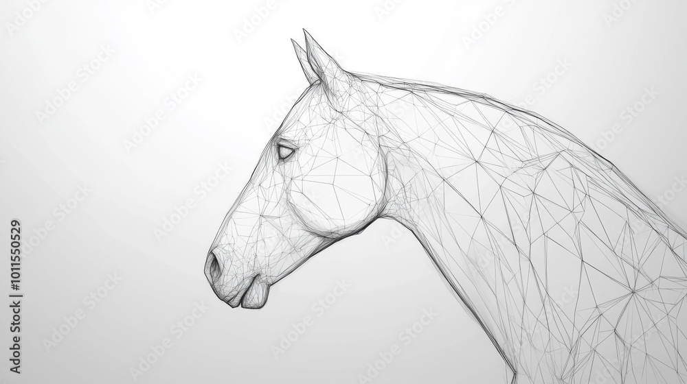 Stock-Illustration „A simple, wireframe drawing of a horse. It shows ...