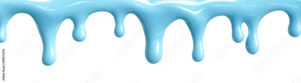 Glossy light blue slime dripping from the top with smooth texture with ...