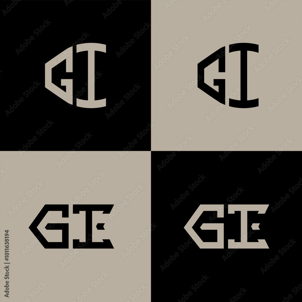 GI polygon, circle, hexagon, flat and simple letter logo set in one ...