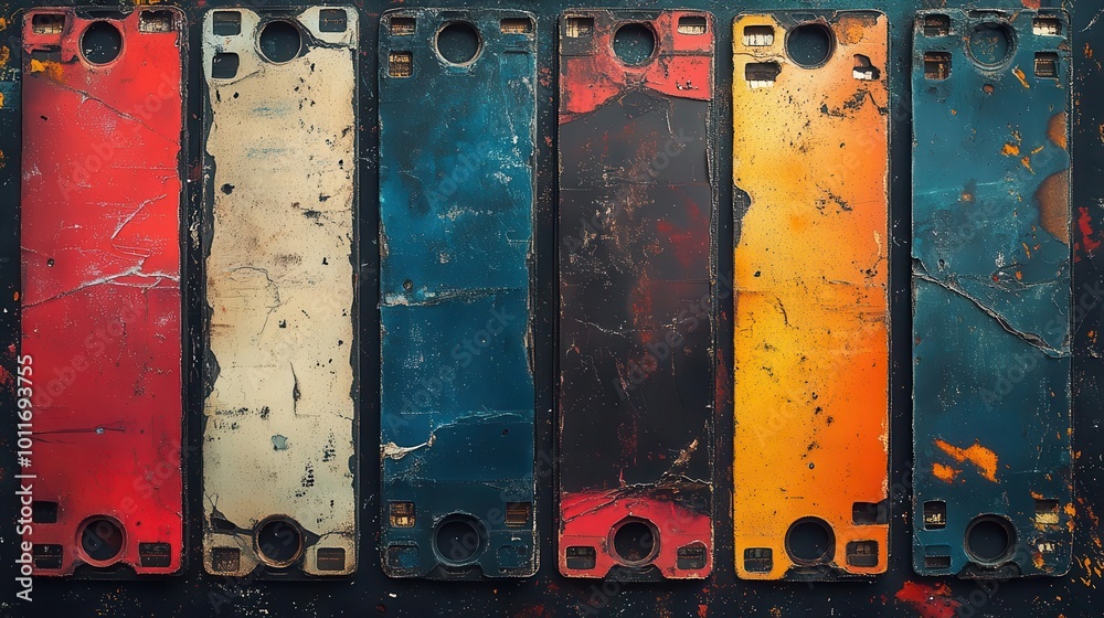 vector grunge textures featuring six distressed film strip designs with ...