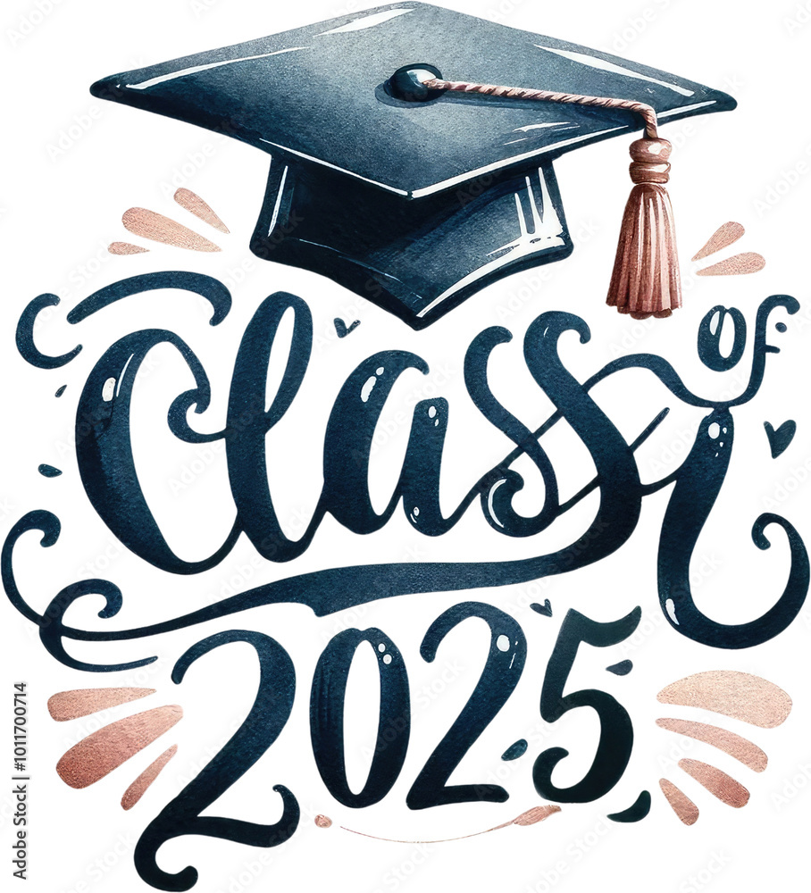 Watercolor Graduation Cap Clipart for Class of 2025 with Inspirational ...