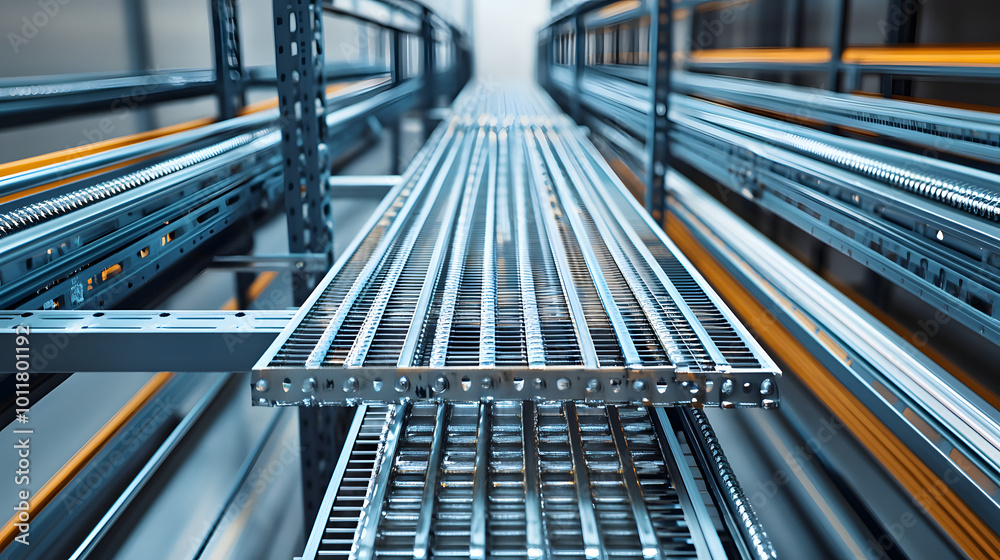 Metal cable tray used for organizing and supporting electrical cables ...