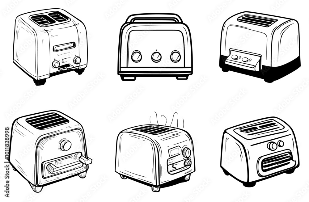 Toaster with toasts coloring vector illustration. Isolated image on ...