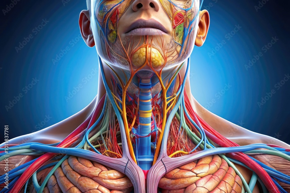 Anatomical Diagram of the Human Throat Showing Structures and Functions ...