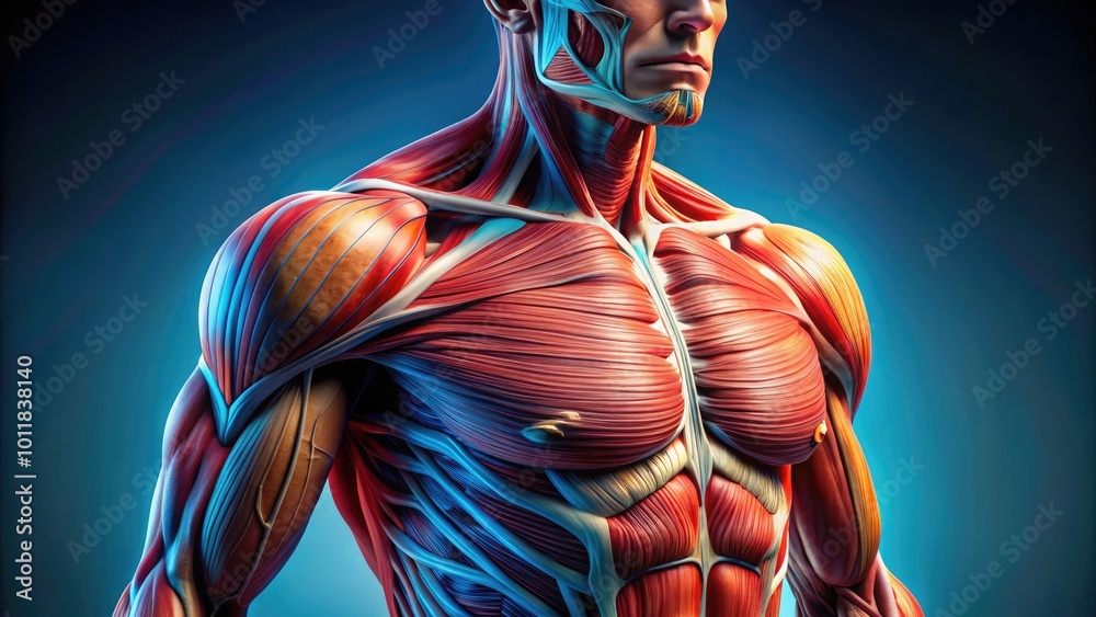 Anatomical Illustration of Anterior Deltoid Muscle Showing Structure ...
