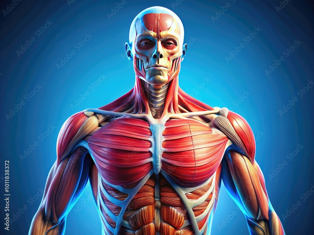 Anatomical illustration of the diaphragm muscle showing its structure ...