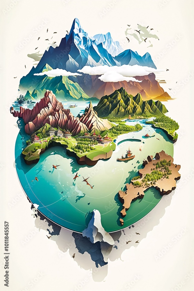 A visual journey through Chinese landscape maps of distant mountains ...