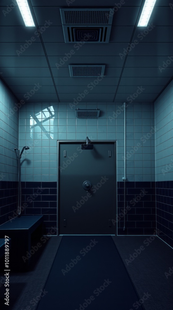 Interior of a shower room in a sports complex gym room Ultra realistic ...
