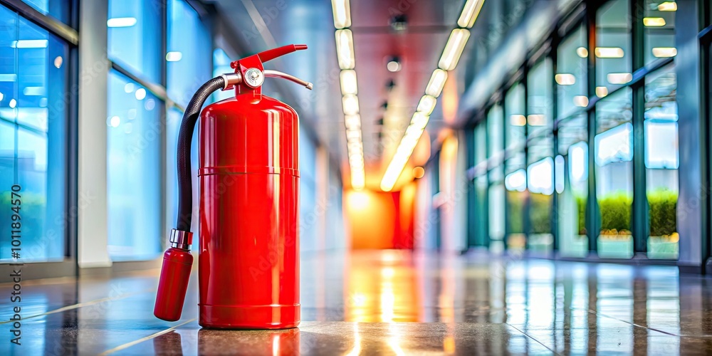 Bright Red Fire Extinguisher Positioned on Floor Ready for Emergency ...
