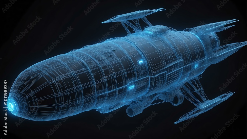 3d wireframe model of a spacecraft design concept background Stock ...