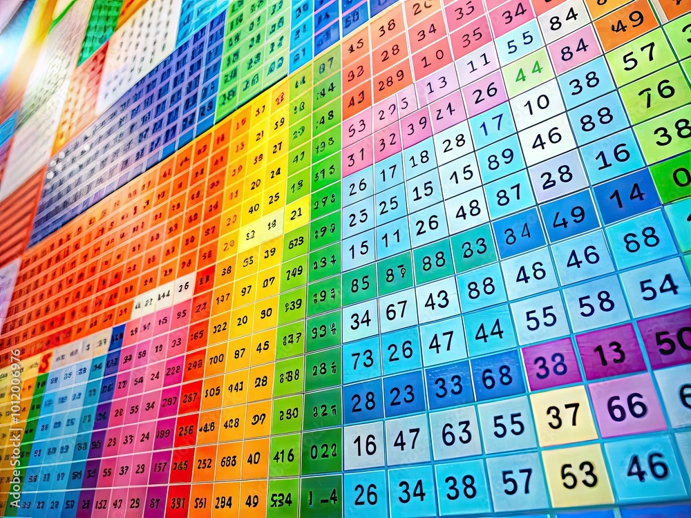 Colorful multiplication table educational poster for childrenâ€™s ...