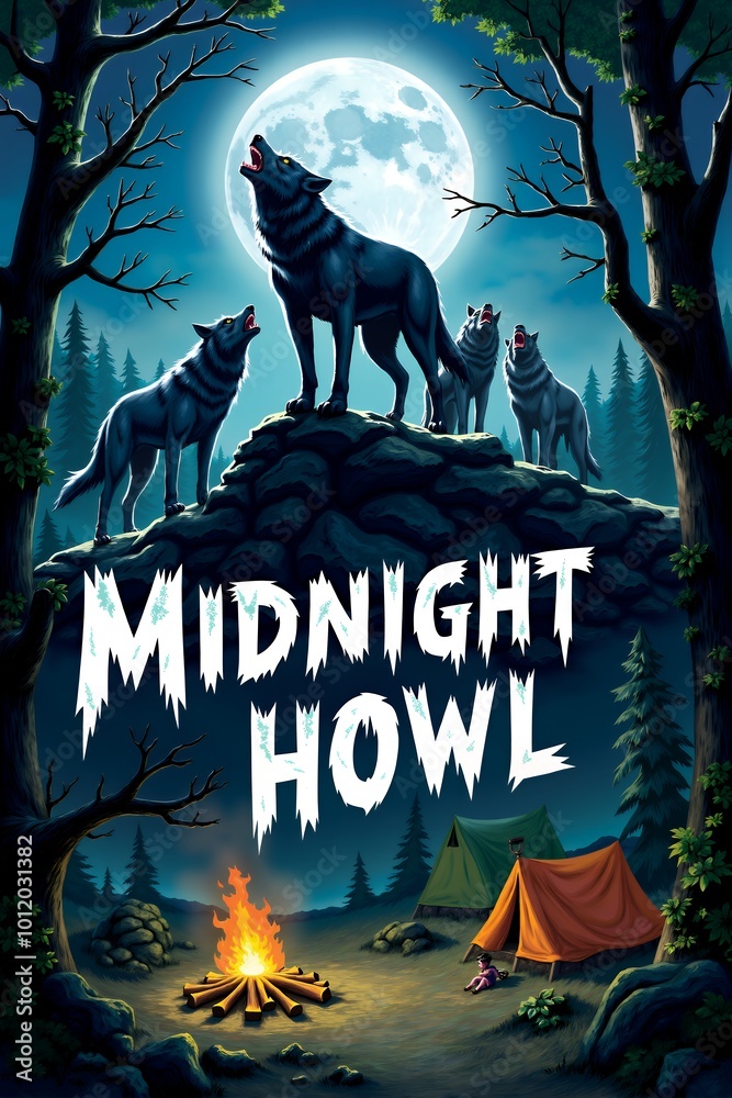 Stock-Illustration „Halloween Comic Book Cover Page, "Midnight Howl", a ...