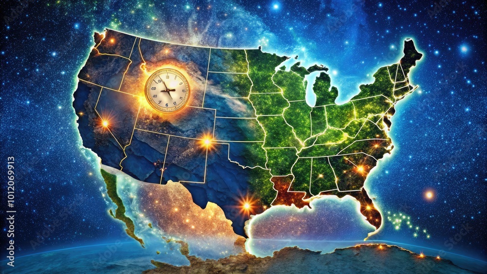 Detailed America Time Zone Map Illustrating Geographic Boundaries and ...